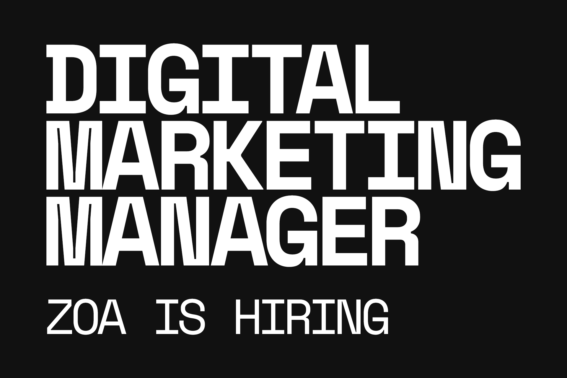 Digital Marketing Manager — Careers | ZOA Studio